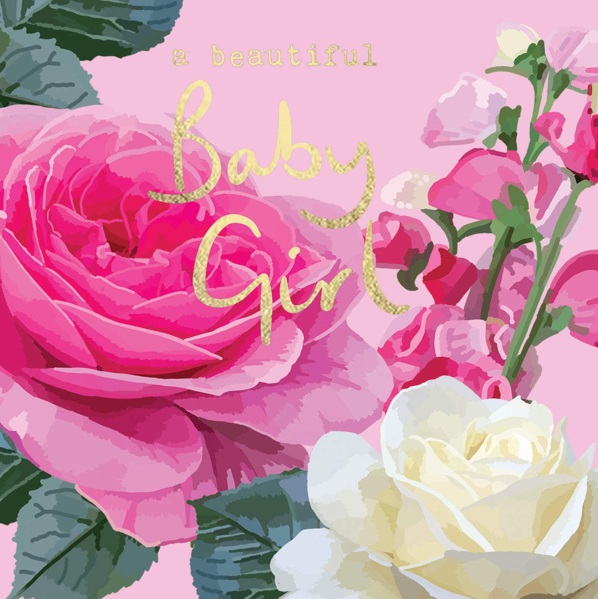 Baby Girl Pink Rose Card – Pippin Gifts Ltd
